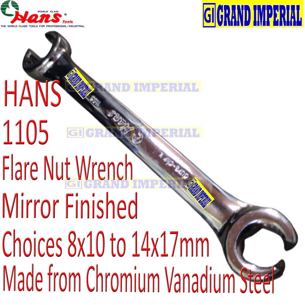 Hans Flare Nut Wrench(Mirror Finished) 1105M Choices 8x10mm to 14x17mm ...