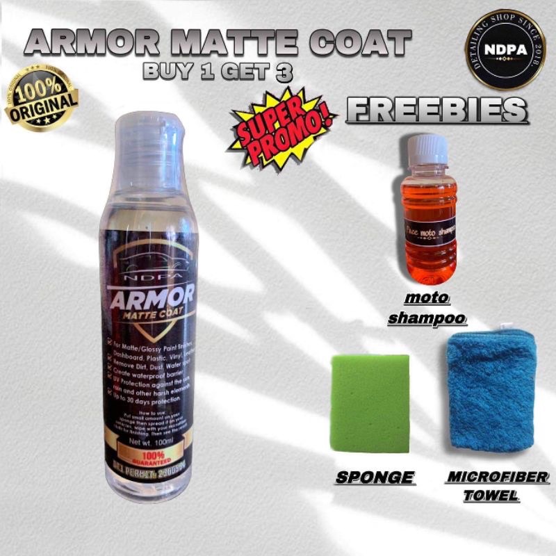 armor matte coat set with moto shampoo,micro fiber cloth and sponge ...