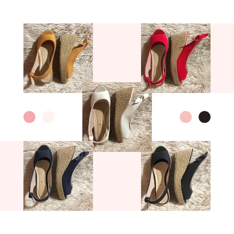 MTAF Shoes Garterized Straps with Ribbon, Abacca Wedge 2 Inches (501 ...