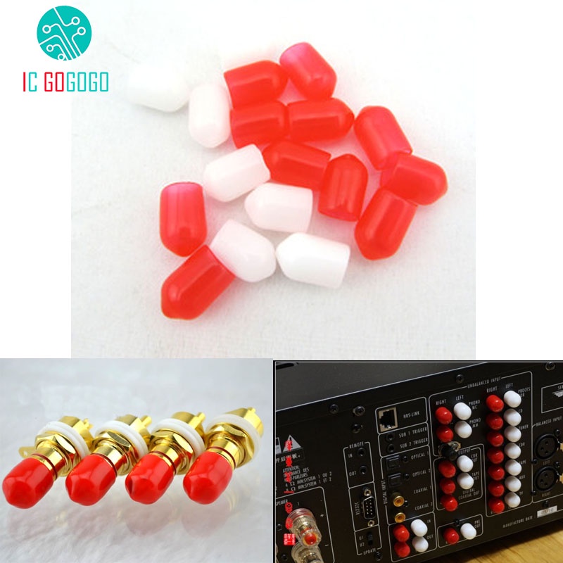 50pcs Protect Caps Hifi RCA Lotus Audio AV Signal Socket Anti-dust ...