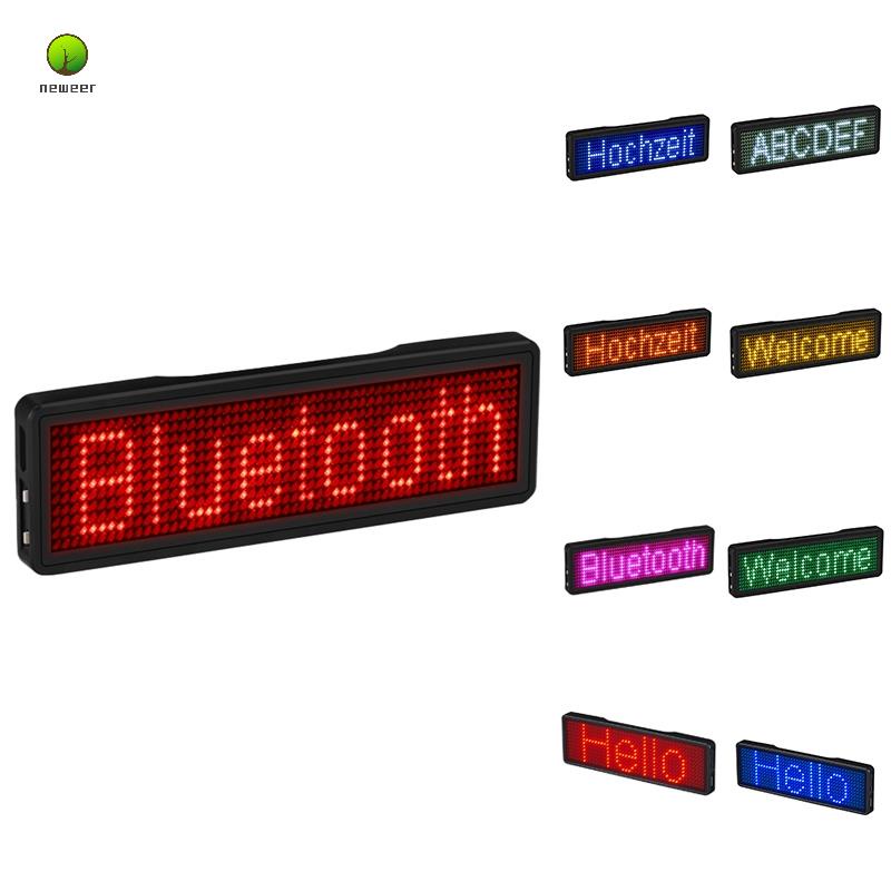 Bluetooth LED Name Badge Rechargeable Light Sign DIY Programmable Scrolling Message Board ...