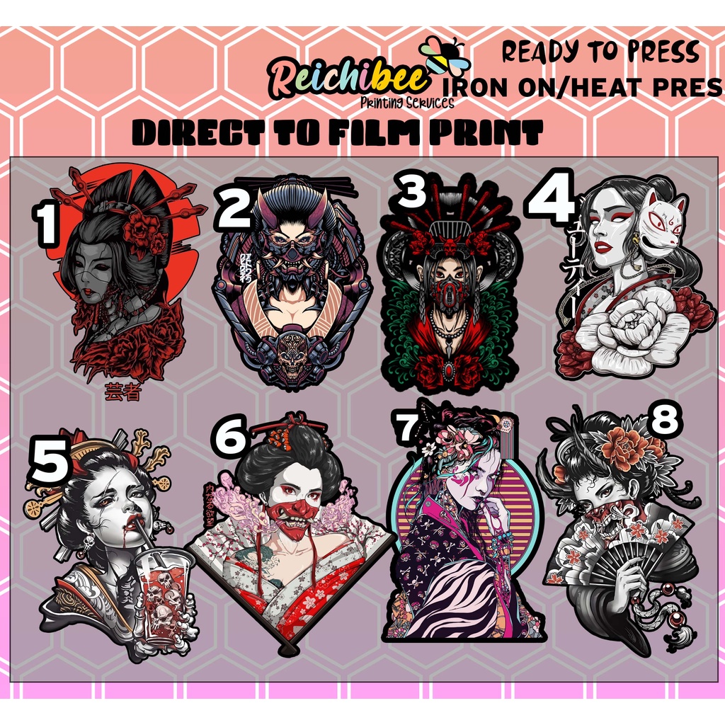 STREET WEAR GEISHA DTF IRON READY TO PRESS STICKER | Shopee Philippines