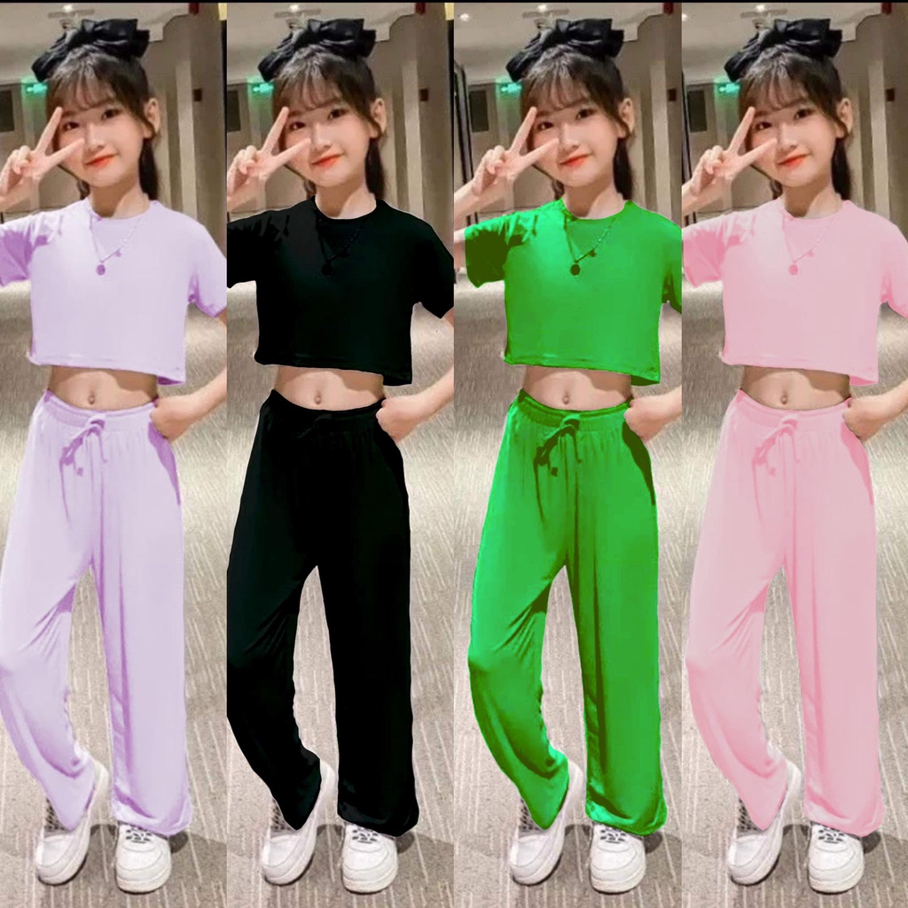 Chanlie Kid Coordinates Loose straight cut Pants with loose crop front ...