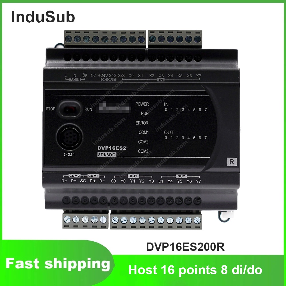 YTH DVP16ES200R PLC ES2 Series Standard PLC DI 8 DO 8 Relay 100-240VAC Programmable Controller ...