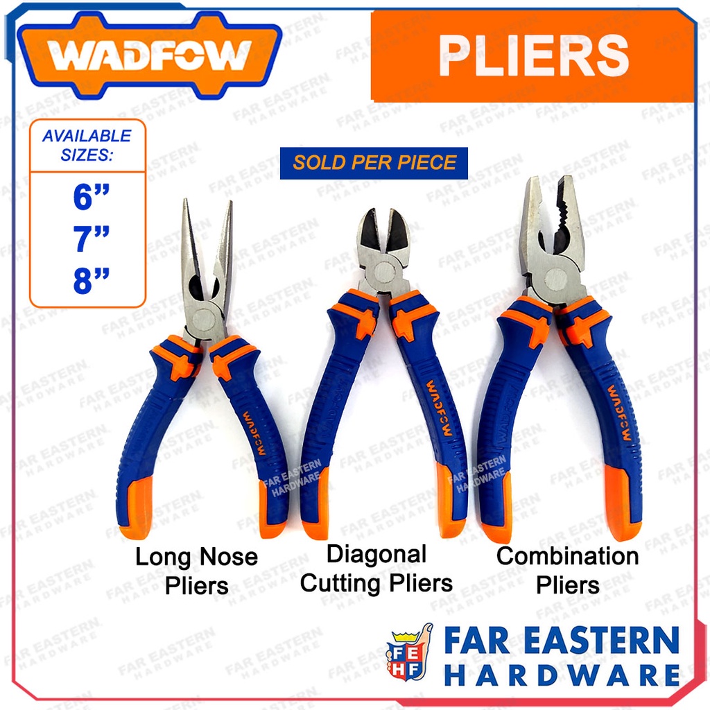 WADFOW Combination Cutting Cutter Long Nose Pliers 6" | 7" | 8" WFHT ...