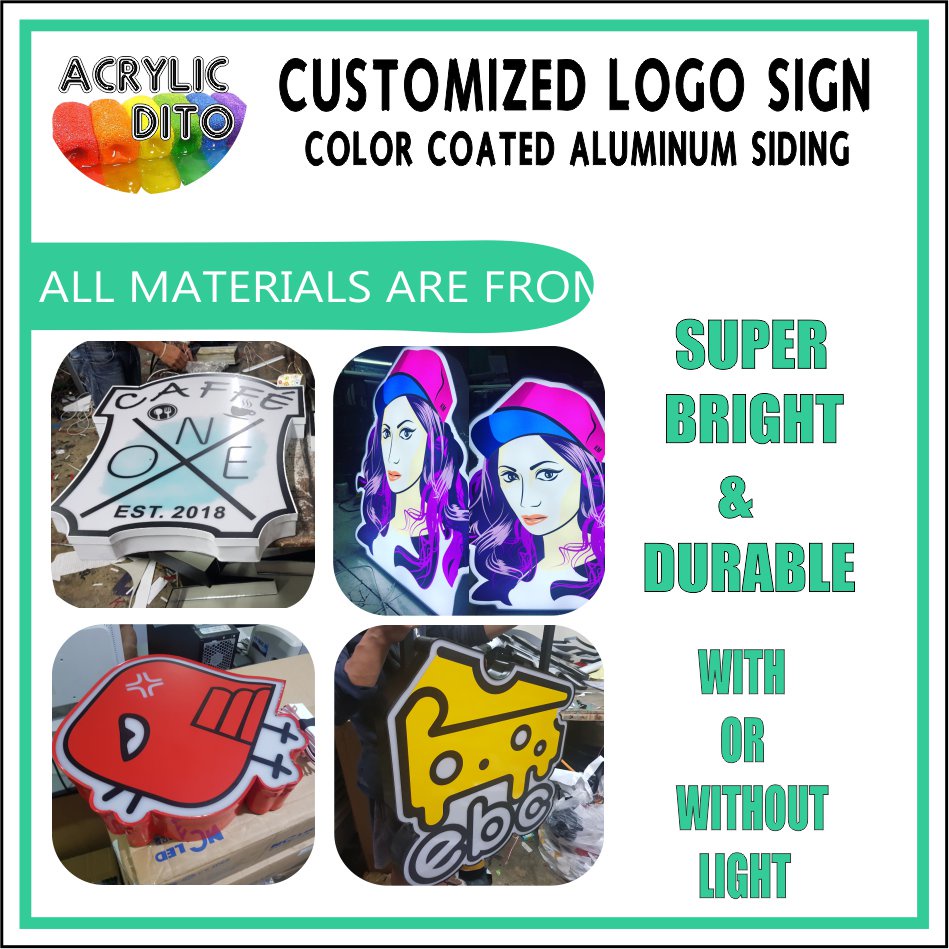 Customized Logo Signage (1~2FT) w or wo LED Aluminum Acrylic Decor ...