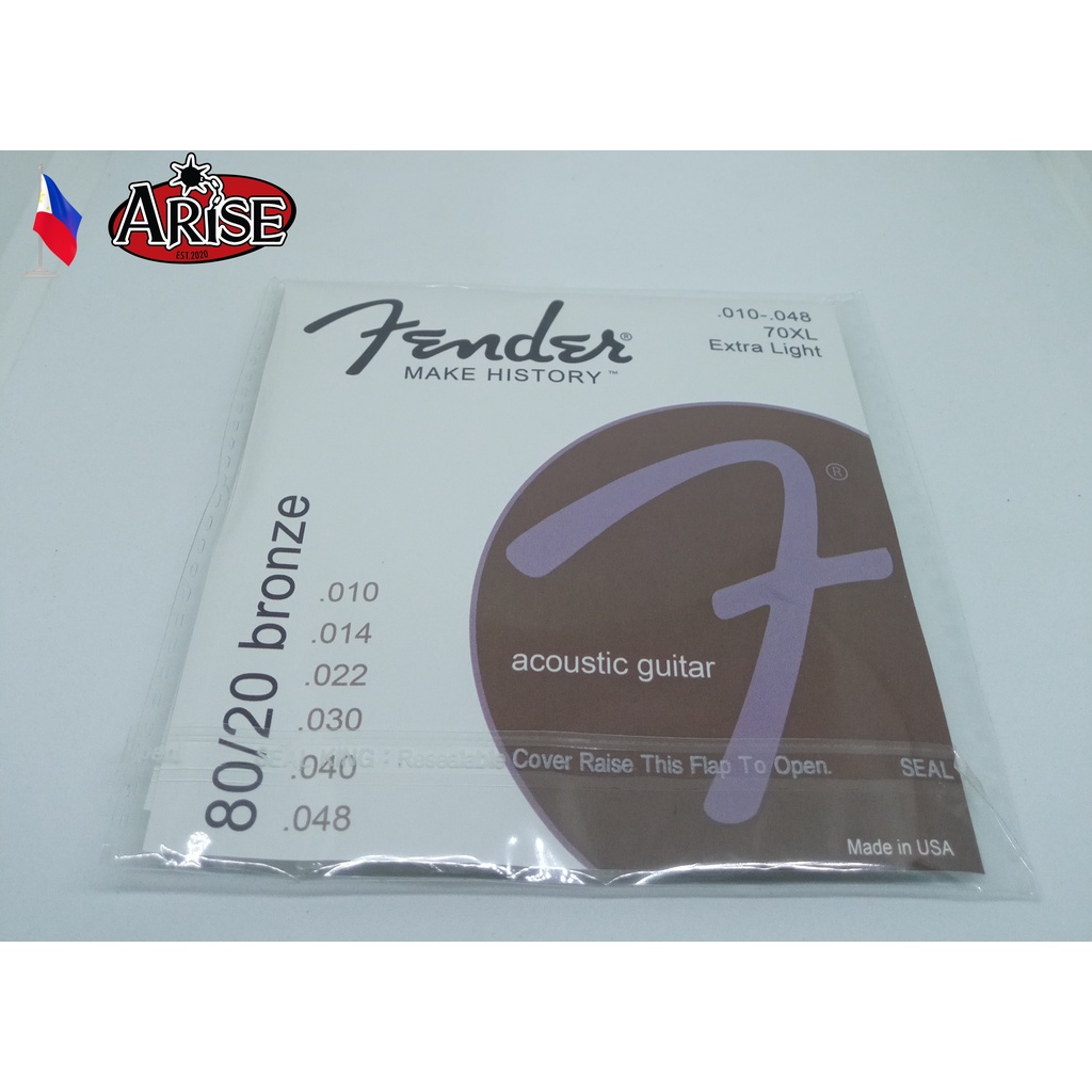Fender 70XL 10-48 Extra Light Acoustic Guitar String Set | Shopee ...