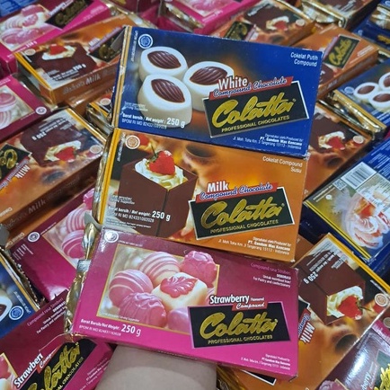 Collata Compound Chocolate Bar Chocolate White, Milk, Strawberry Size ...