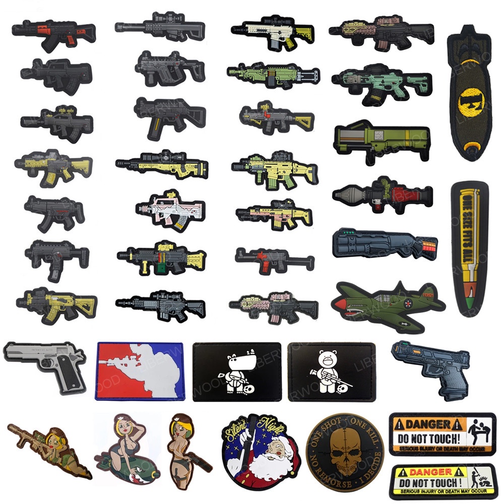PVC Rubber 3D Pistol Rifle Guns MK AK AK47 Weapons Airsoft Hook Patch ...
