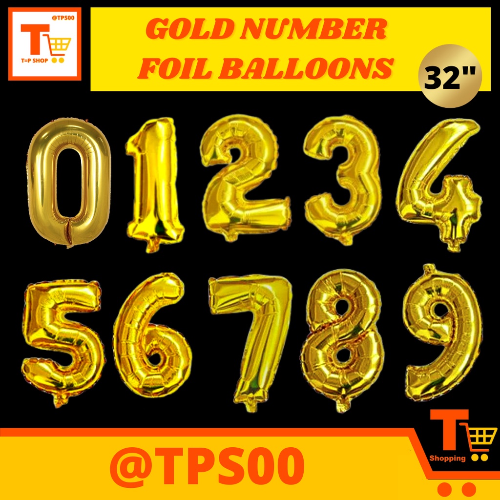 32 INCH GOLD FOIL BALLOONS (NUMBERS) | Shopee Philippines