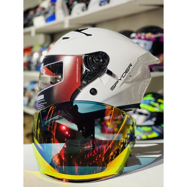 SPYDER FUEL Half-Face Helmet with Dual Visor (Free Clear Visor ...