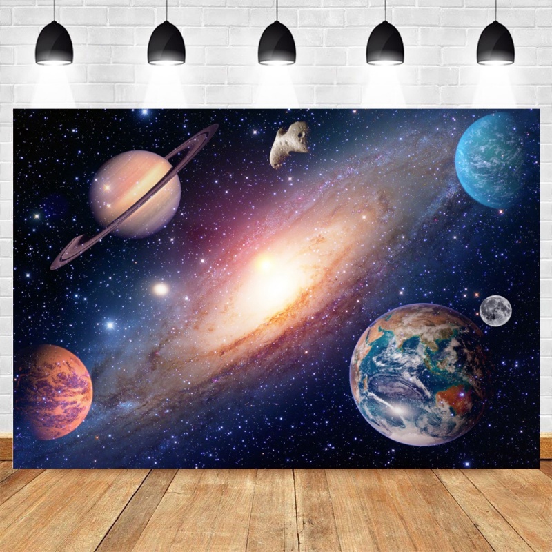 Universe Space Planet Spacecraft Astronaut Backdrop Baby Boy Birthday ...