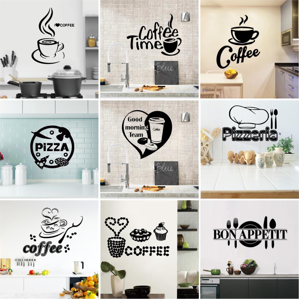 Custom Kitchen Wall Sticker For Restaurant Wall Decor Pizza Coffee Home ...