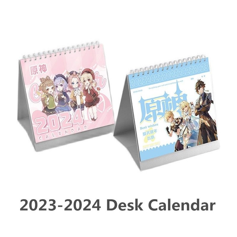 ~2023 Game Genshin Impact Calendar Klee Diluc Ayaka Double Sided Desk ...
