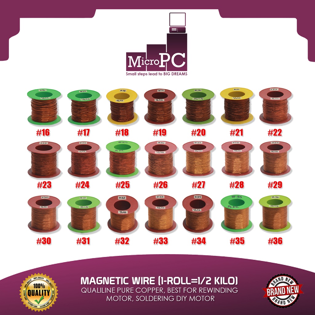 MAGNETIC WIRE (1-ROLL=1/2 KILO) QUALILINE PURE COPPER, BEST FOR ...