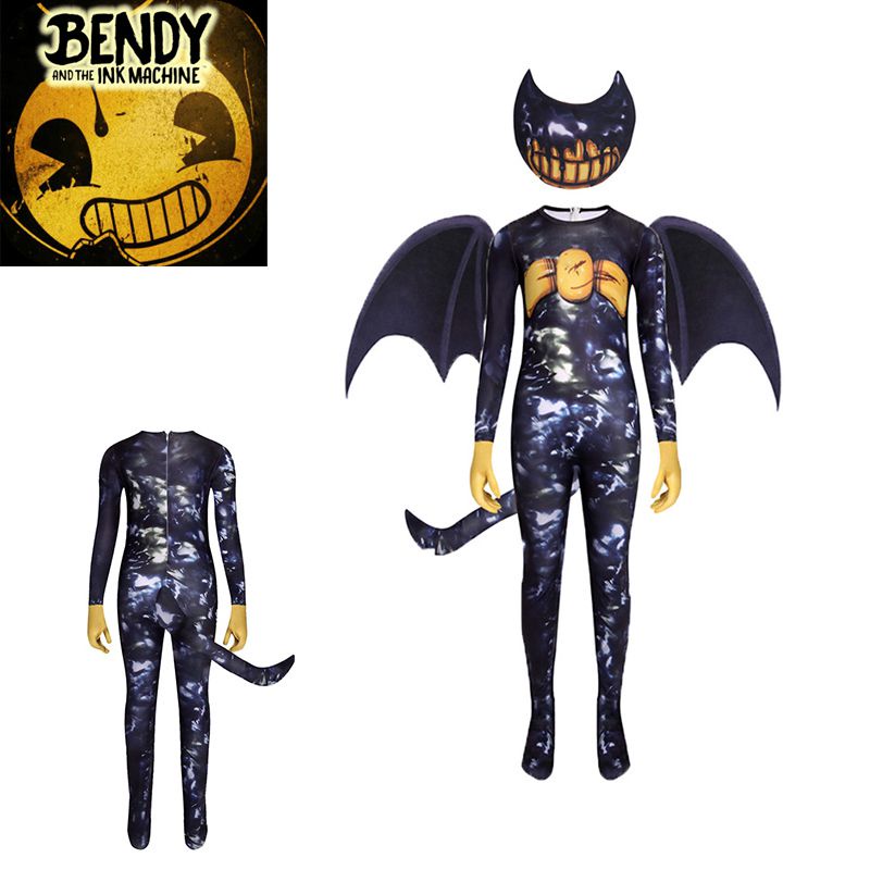 Halloween Bendy And The Ink Machine Cosplay Costume Kids Wing Mask ...