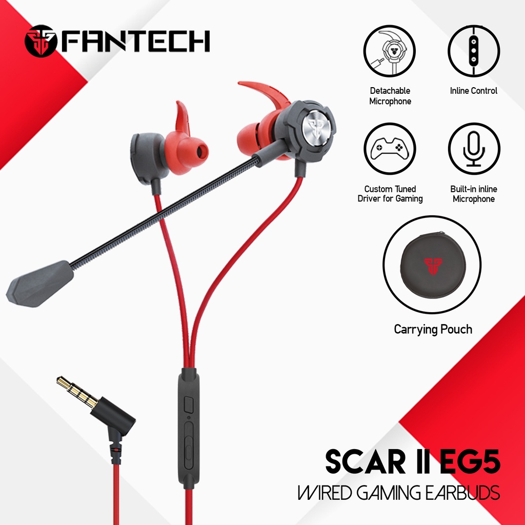 Fantech SCAR II EG5 Wired Gaming Earbuds Earphone with Detachable ...