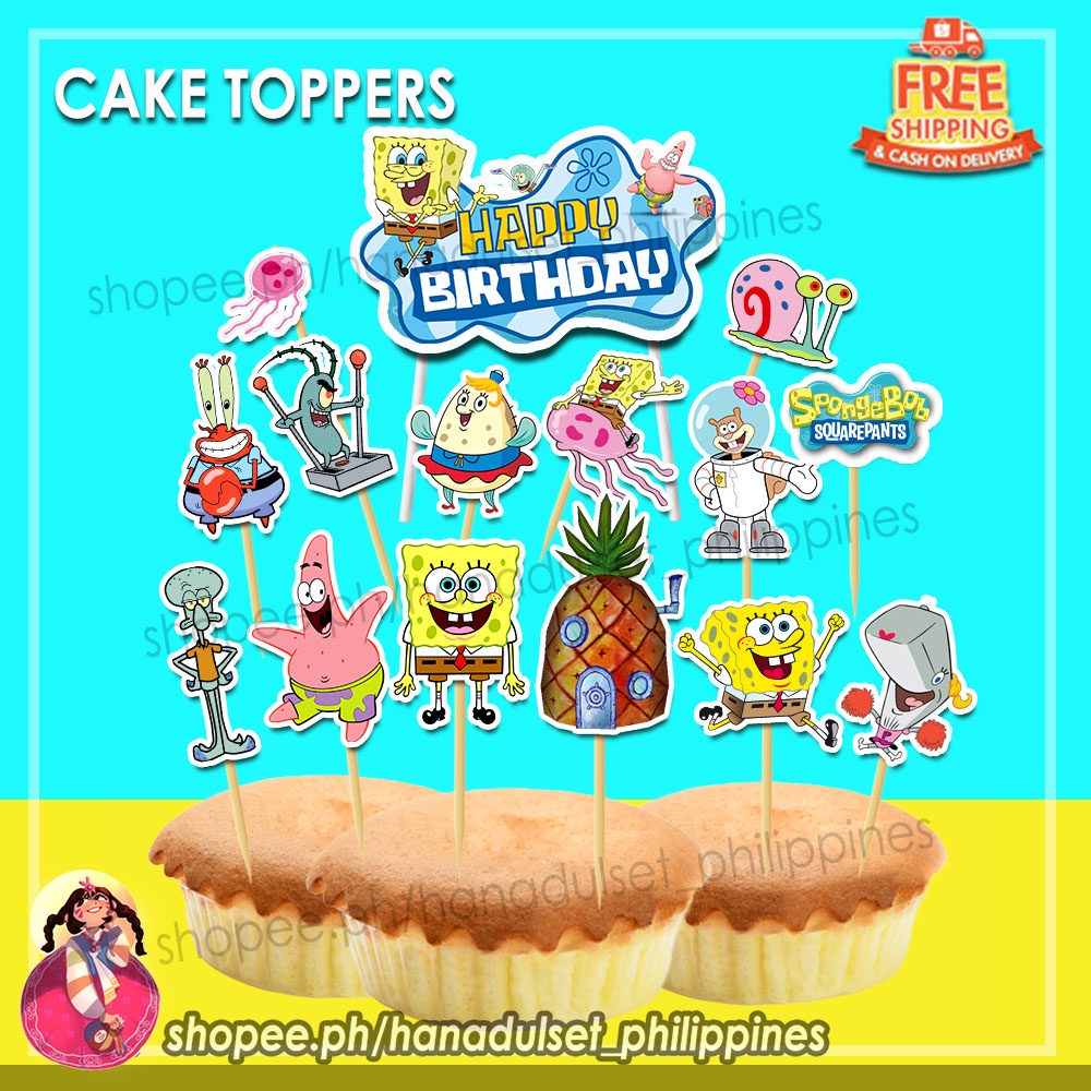 Sponge Bob Topper | Cake Topper | Sponge Bob cup cake toppers | Set ♥ ...