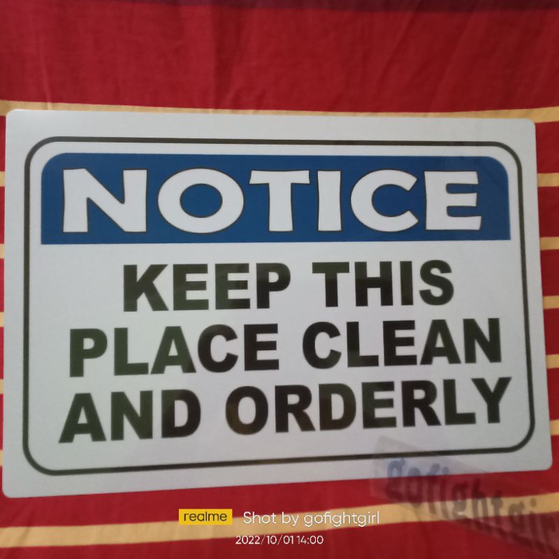 Keep this place clean and orderly Signage PVC Plastic (7.8x11 inches ...