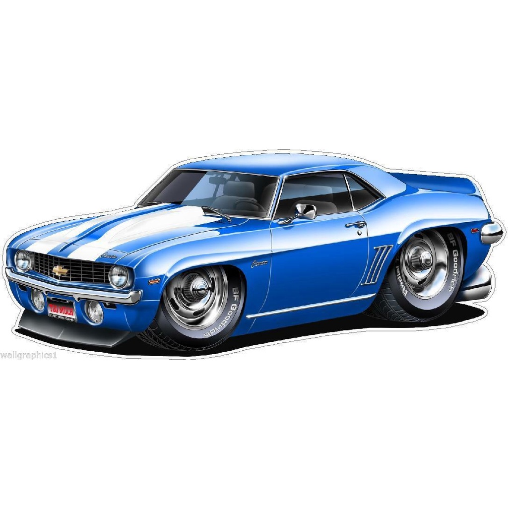 1969 Camaro X-11 427 COPO Cartoon Car Art Wall Decal Graphic Poster ...