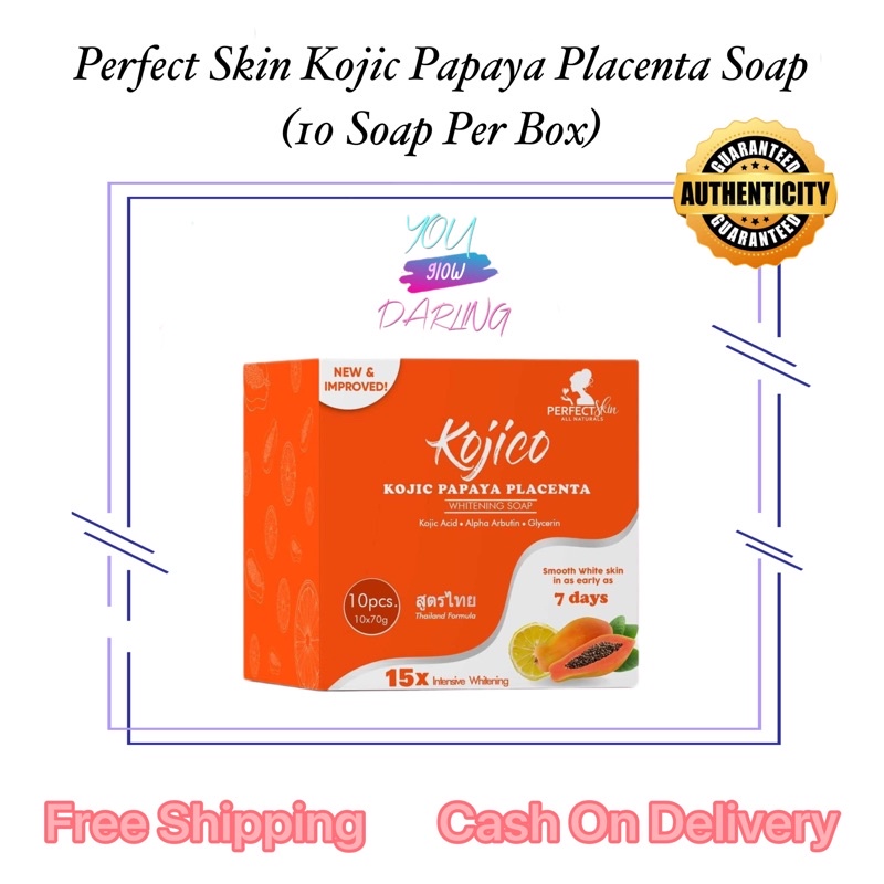 Perfect Skin Kojic Papaya Placenta Soap 10 Soap Per Box | Shopee ...