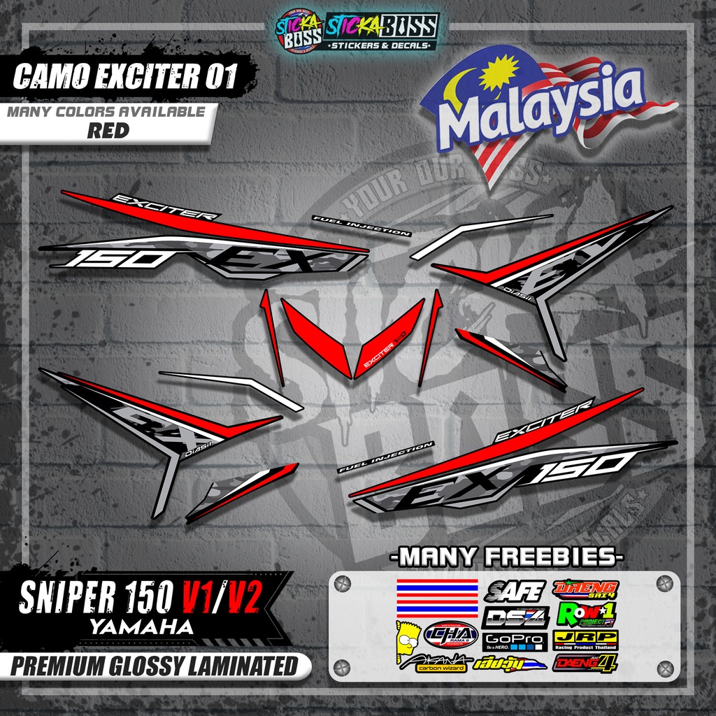 SNIPER 150 V1 / V2 MALAYSIAN DECALS ( CAMO EXCITER 01 )【WITH FREEBIES ...
