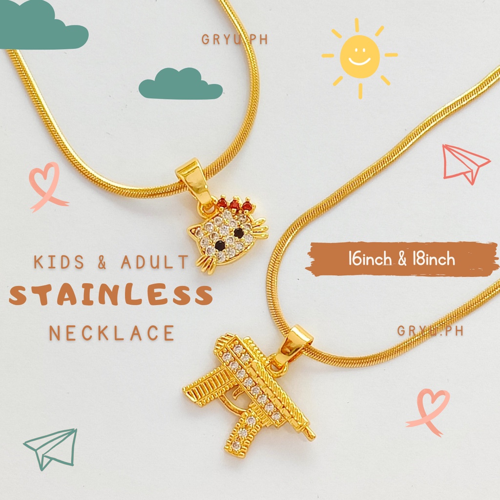 Gryu.ph 16-18inches Stainless Gold Kids & Adult Necklace Free Box Hypo ...