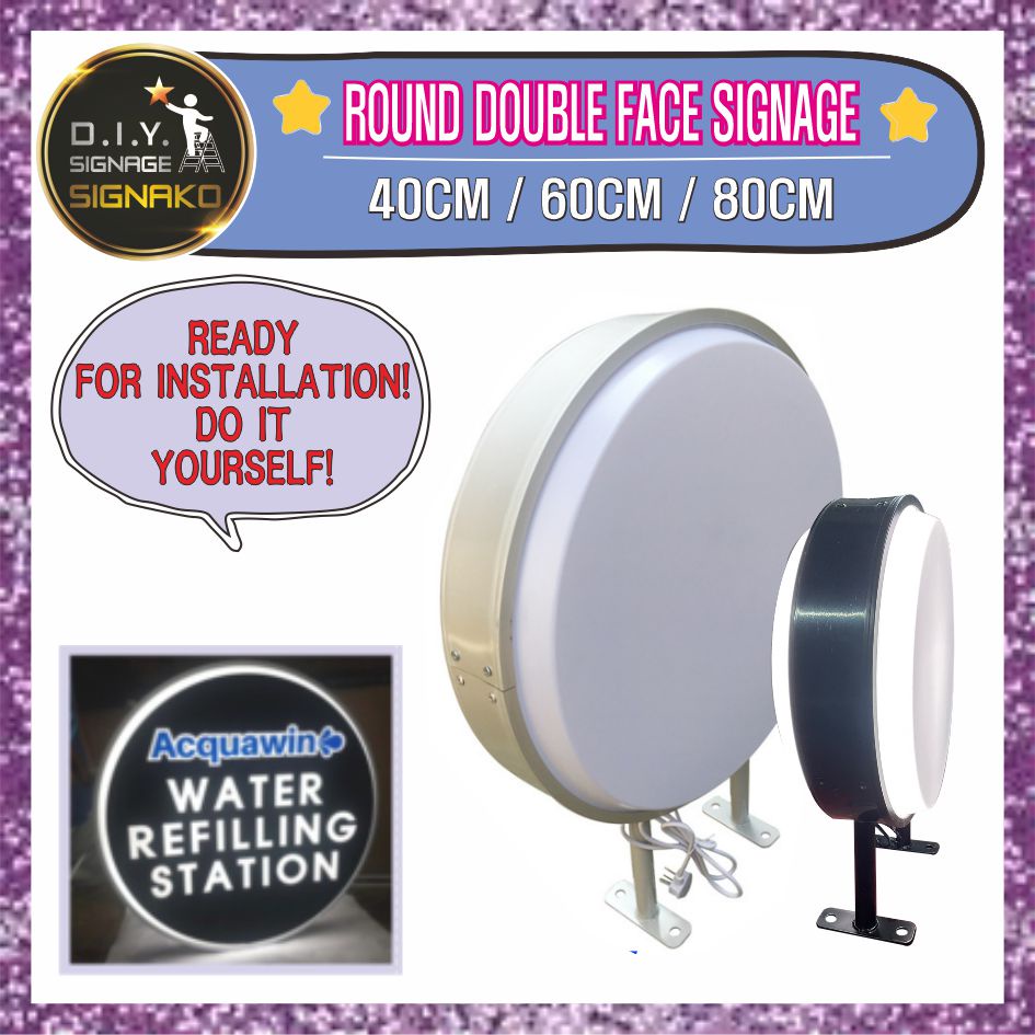 LED Light Circular Double Sided Signage / Round Sign Outdoor Acrylic ...