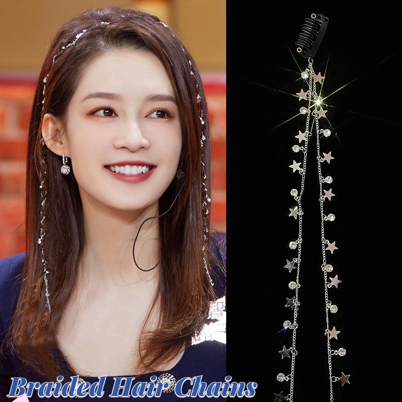 Ponytail Braided Diamond Star Chain Star Sweet Hair Accessories Chain ...