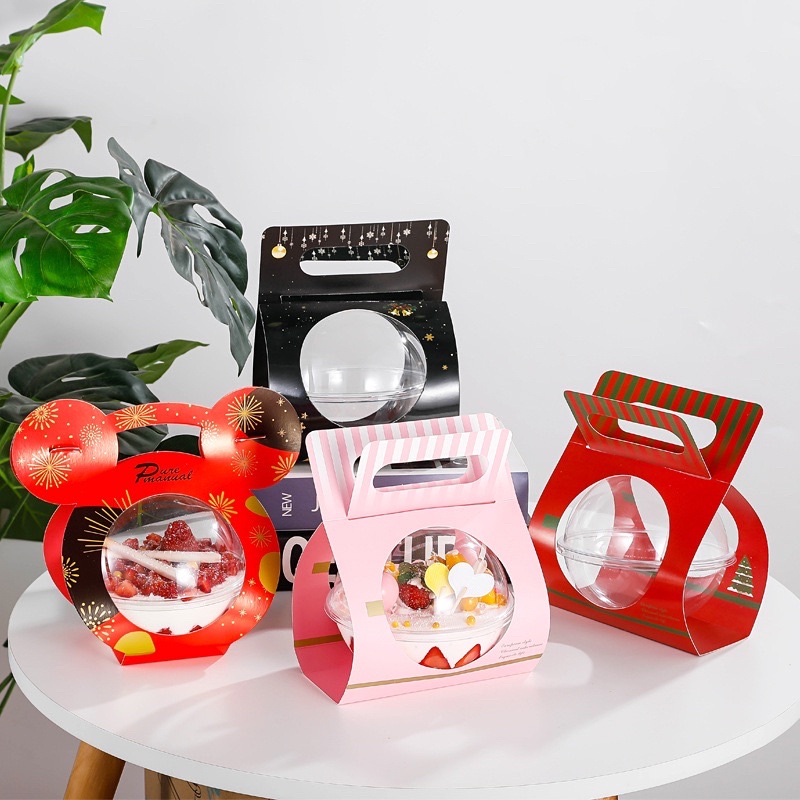 5pcs New Packaging Pastry Packaging Round Sphere with Holder Christmas ...
