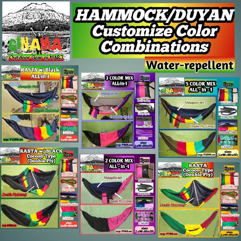HAMMOCK/DUYAN CUSTOMIZE Color Combination 8ft All in 1(Double Ply&Mos ...