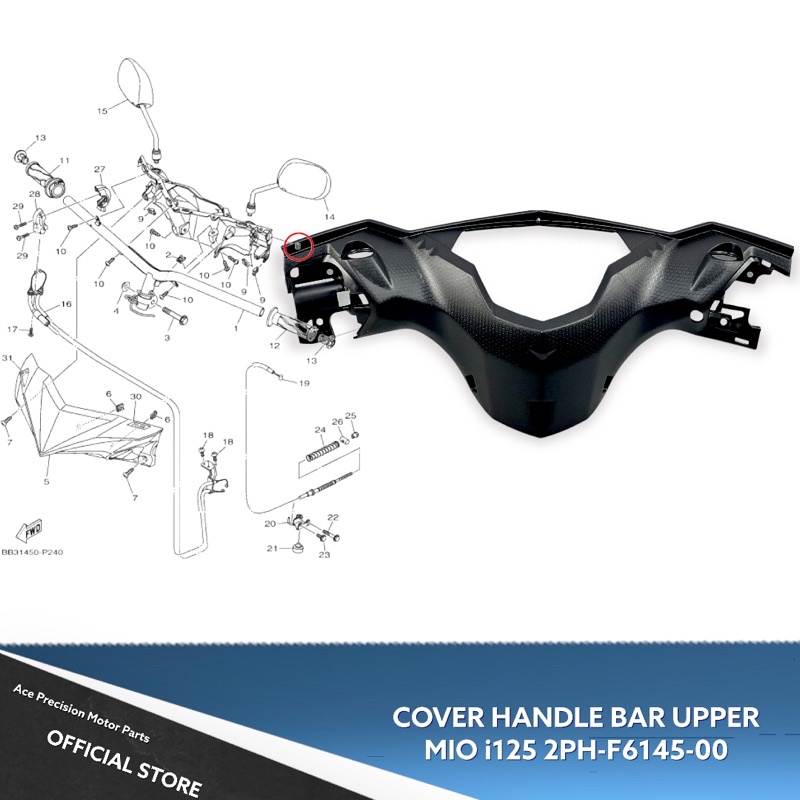 HANDLE BAR COVER UPPER 2 MIO i125 2PH-F6145-00 GENUINE | Shopee Philippines