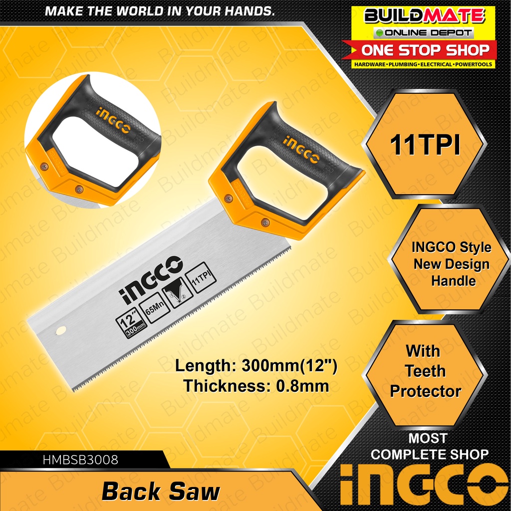 Buildmate x INGCO Back Saw 12" 11TPI HMBSB3008 IHT | Shopee Philippines