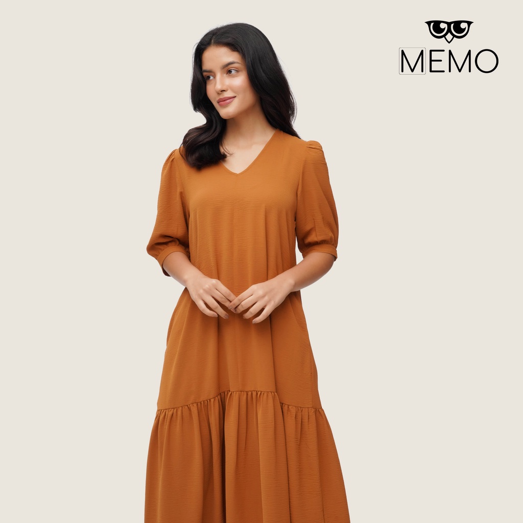 Memo Tiered Dress For Women (Burnt Orange/Sage Leaf) | Shopee Philippines