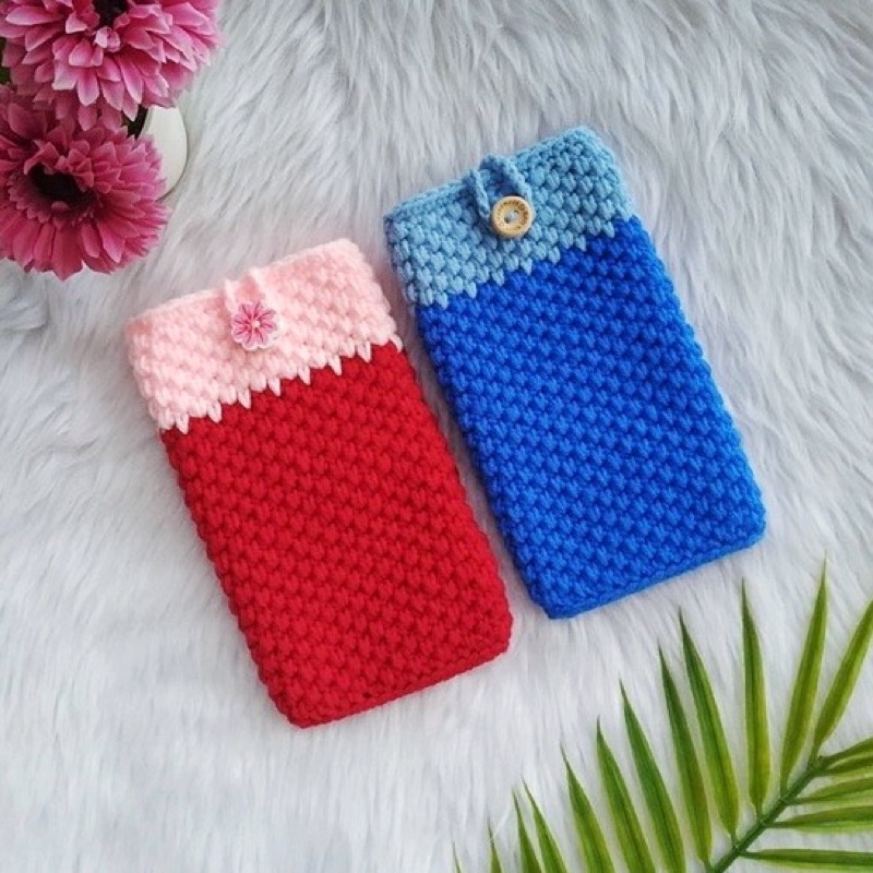 Personalized Handmade Crochet Cellphone/ Powerbank Sleeves | Shopee ...