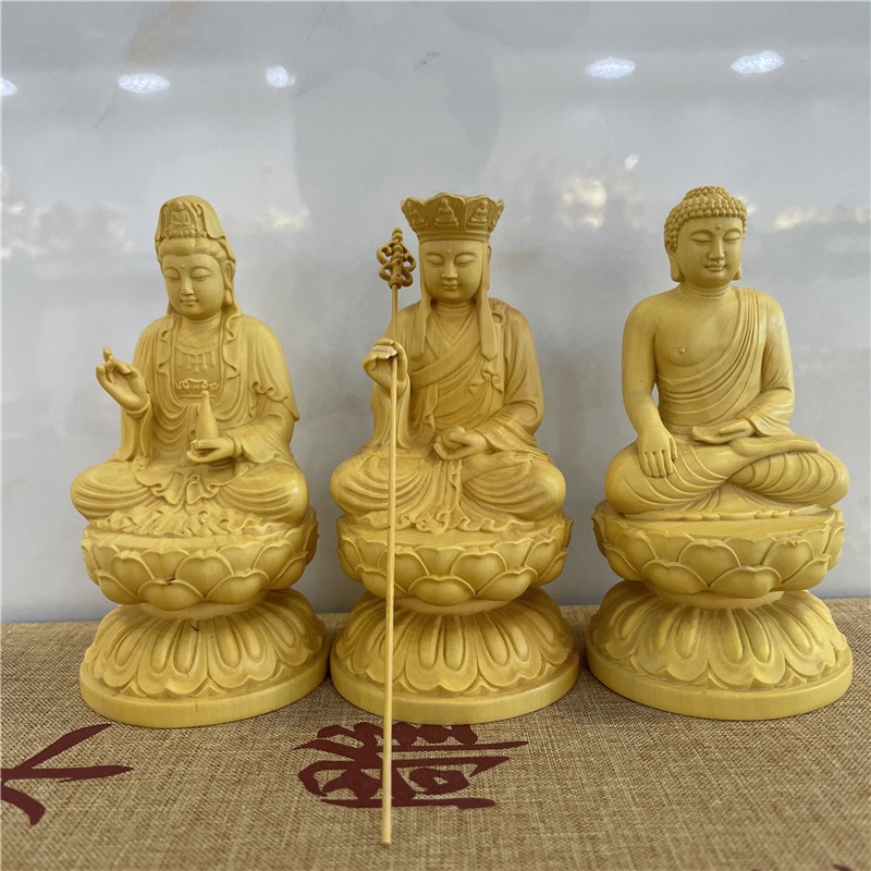 Box Boxwood Carving Guanyin Bodhisattva Buddha Statue Worship Household ...