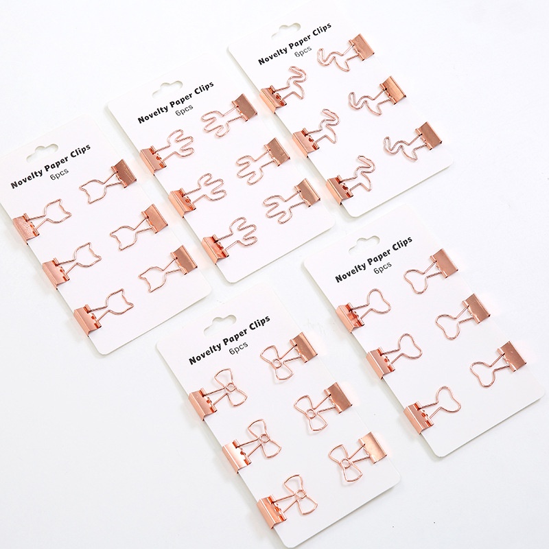 6pcs Metallic Binder Clip Photo File Paper Binder Clip For School ...