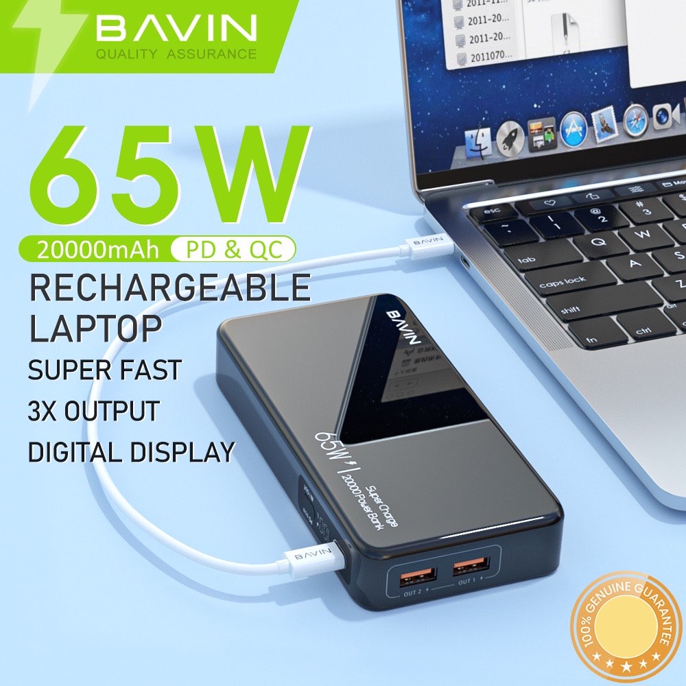 BAVIN PC036 65W PD & QC3.0 20000mAh Fast Charging Powerbank w/ Type-C ...