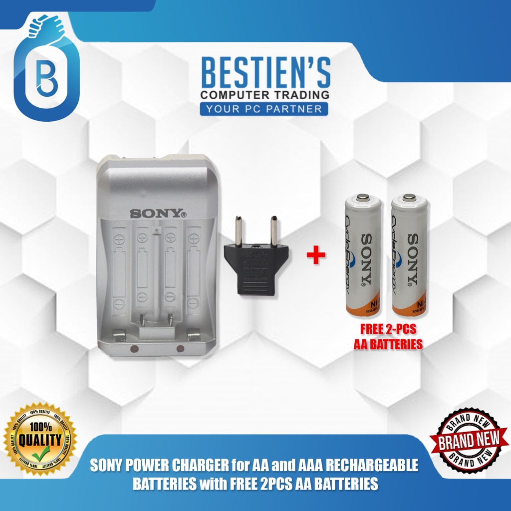 SONY POWER CHARGER for AA and AAA RECHARGEABLE BATTERIES with FREE 2PCS ...