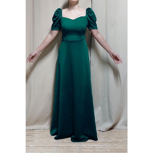 EMERALD GREEN entourage neoprene dress gown | Shopee Philippines