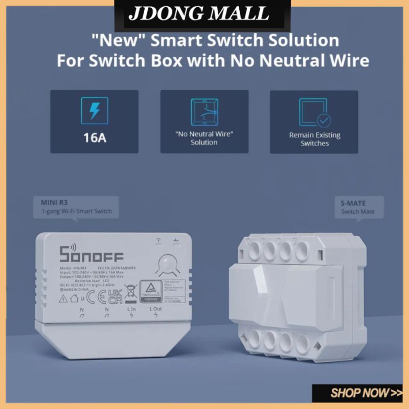 Sonoff Mini R3 16A Wifi Bluetooth Smart Switch With S-MATE Switch Mate ...