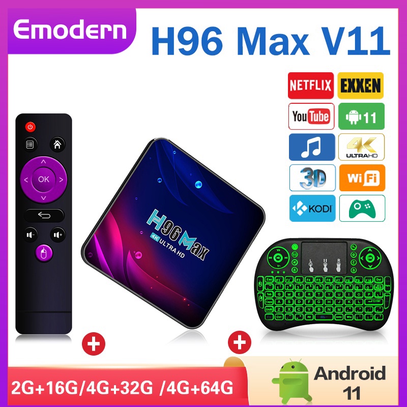 H96 MAX V11 Android 11 Dual Wifi RK3318 B T Quad Core Hot selling ...