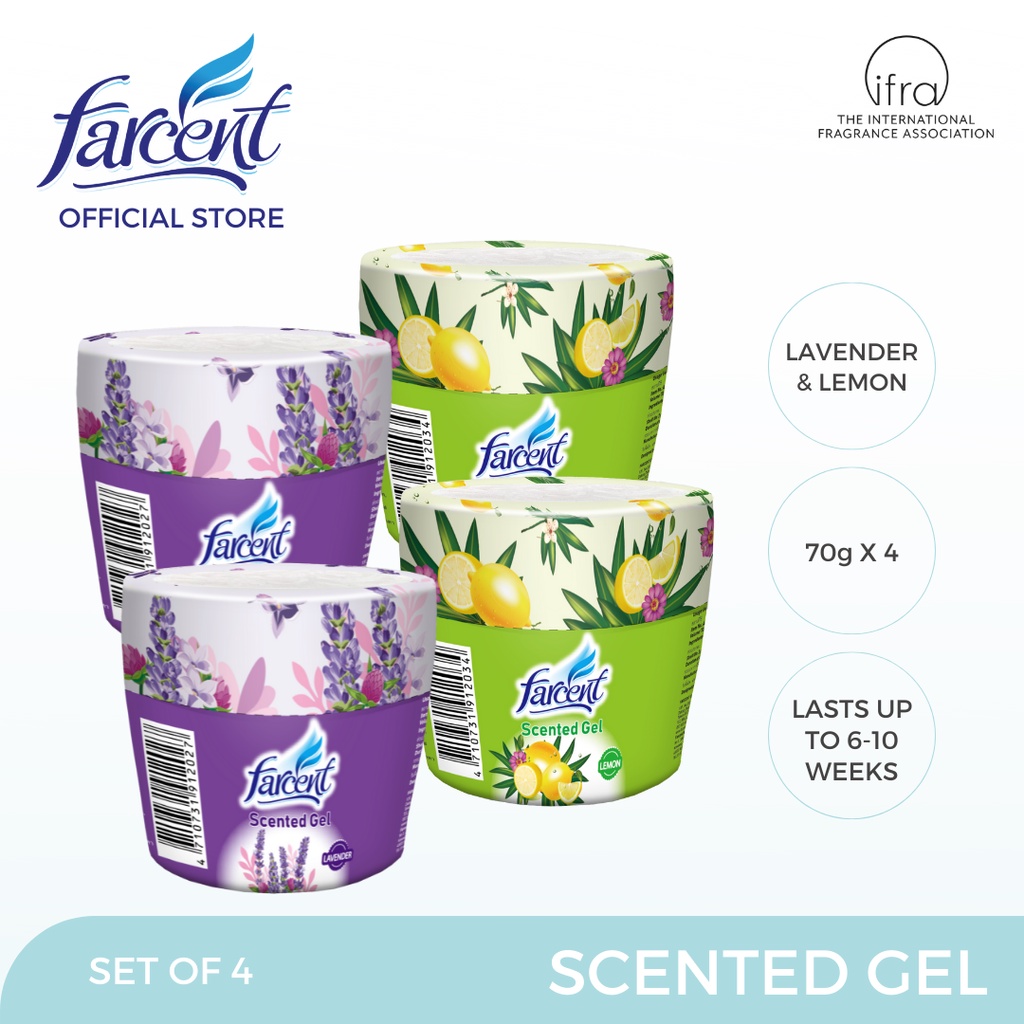 Farcent Air Freshener Scented Gel - Lavender and Lemon Set of 4 Bundle ...