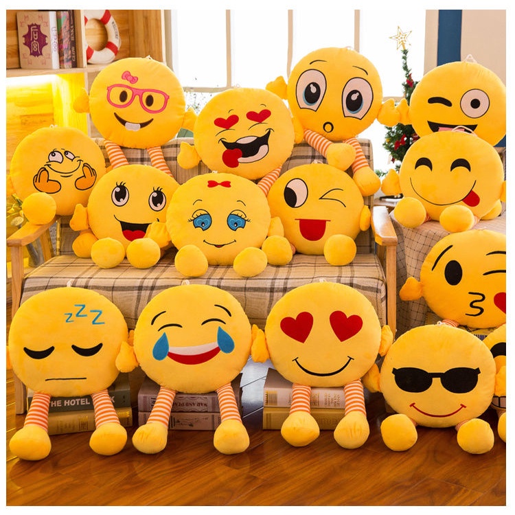 Long leg Soft Emoji Yellow Round Cushion Emoticon Stuffed Plush Toy ...