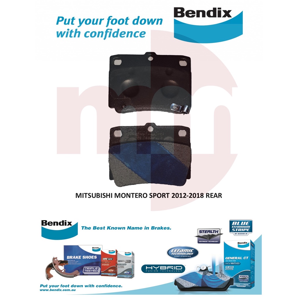 BENDIX Brake Pads for MITSUBISHI MONTERO SPORT 2005-2021 REAR DB1390 | Shopee Philippines