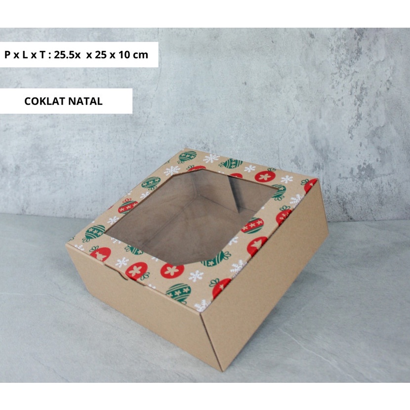 (10 Pcs) Cardboard Christmas Cake Box Pudding Box Mica Lid Hampers ...