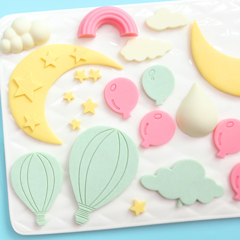 Cloud Star Moon Rainbow Silicone Fondant Mold Hot Air Balloon Chocolate ...