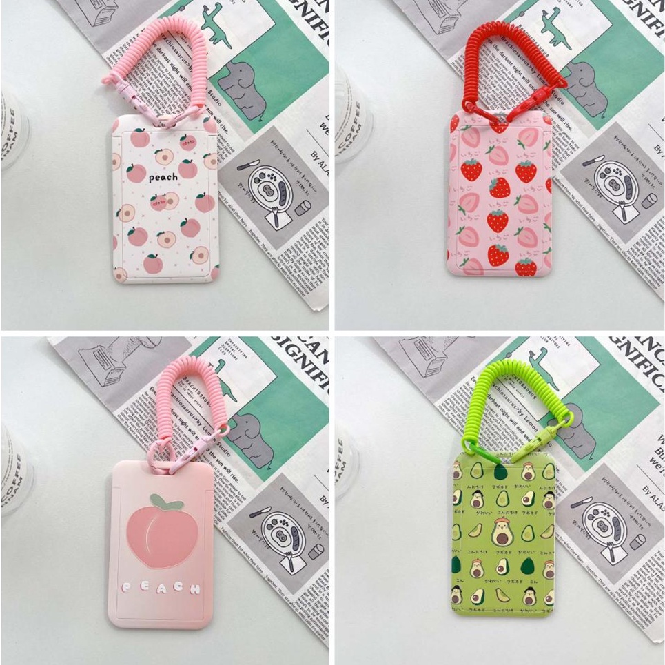 Card Holder Cute Cartoon Avocado Peach ID Cards Set Bus Card Sets ...