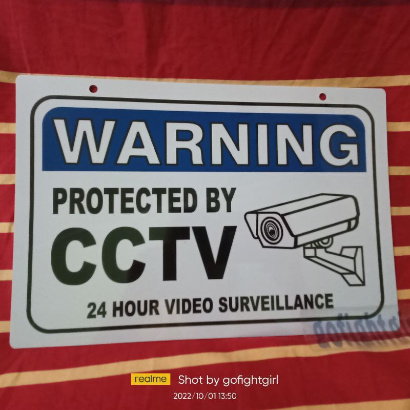 Protected by CCTV Singage PVC Plastic (like ATM and ID) 7.8x11 inches ...