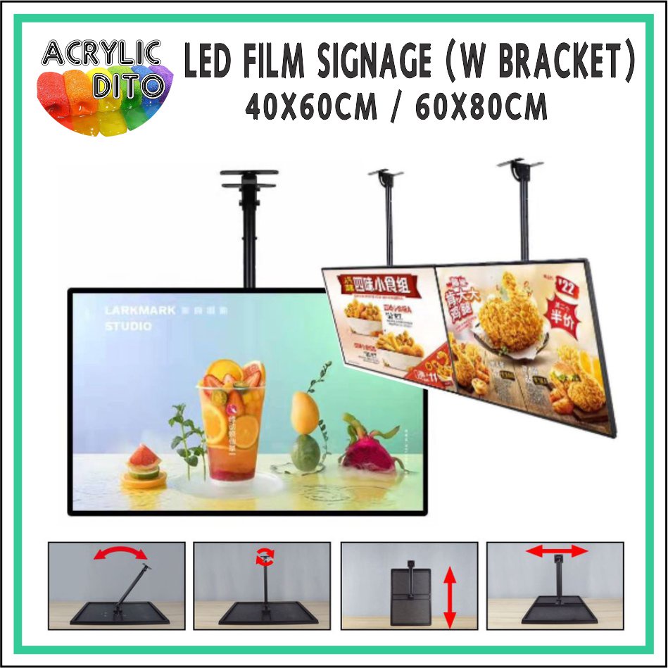 LED Film Signage (w/ Bracket) / Menu Display Light Box Promo Logo Sign ...
